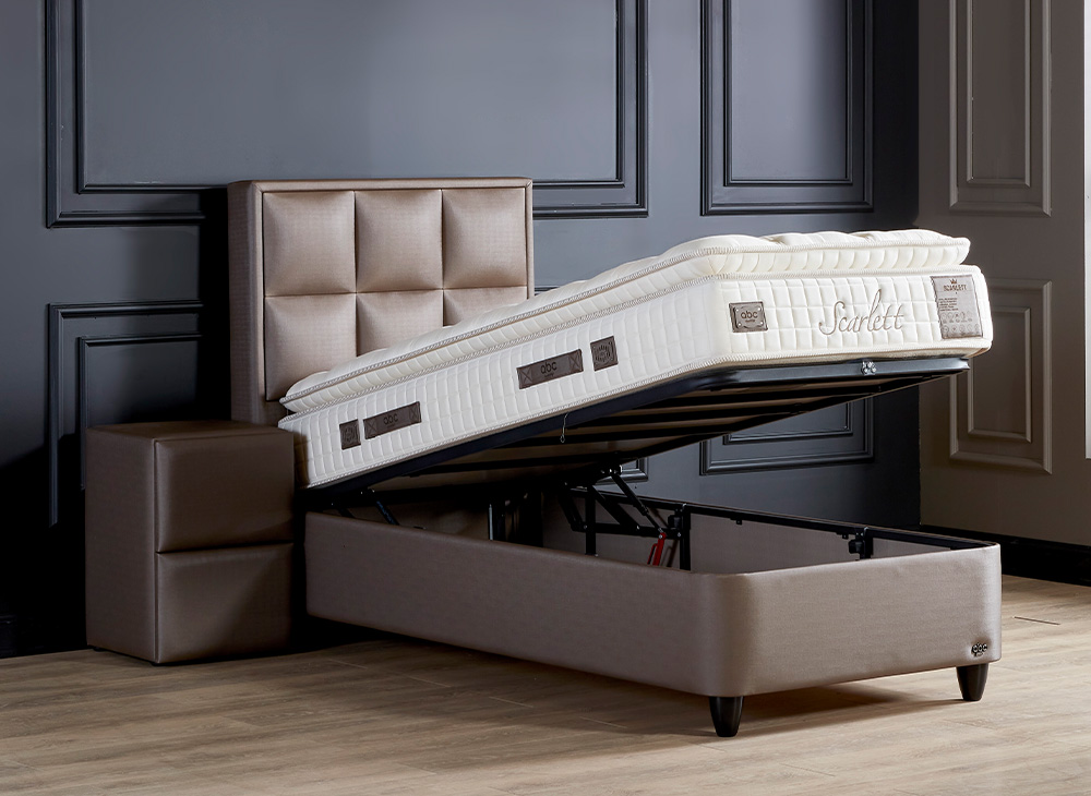 Opberg boxspring Scarlet bruin 90x200 - boxspring - slaapkamer - WONEN.nl